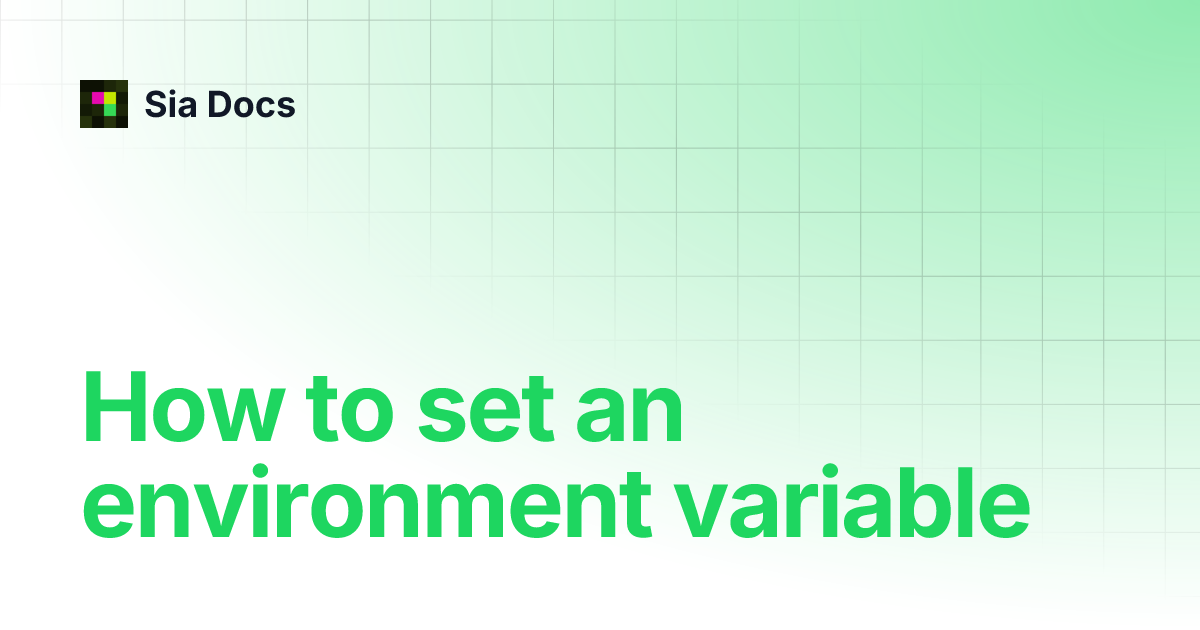 How to set an environment variable | Legacy | Sia Docs